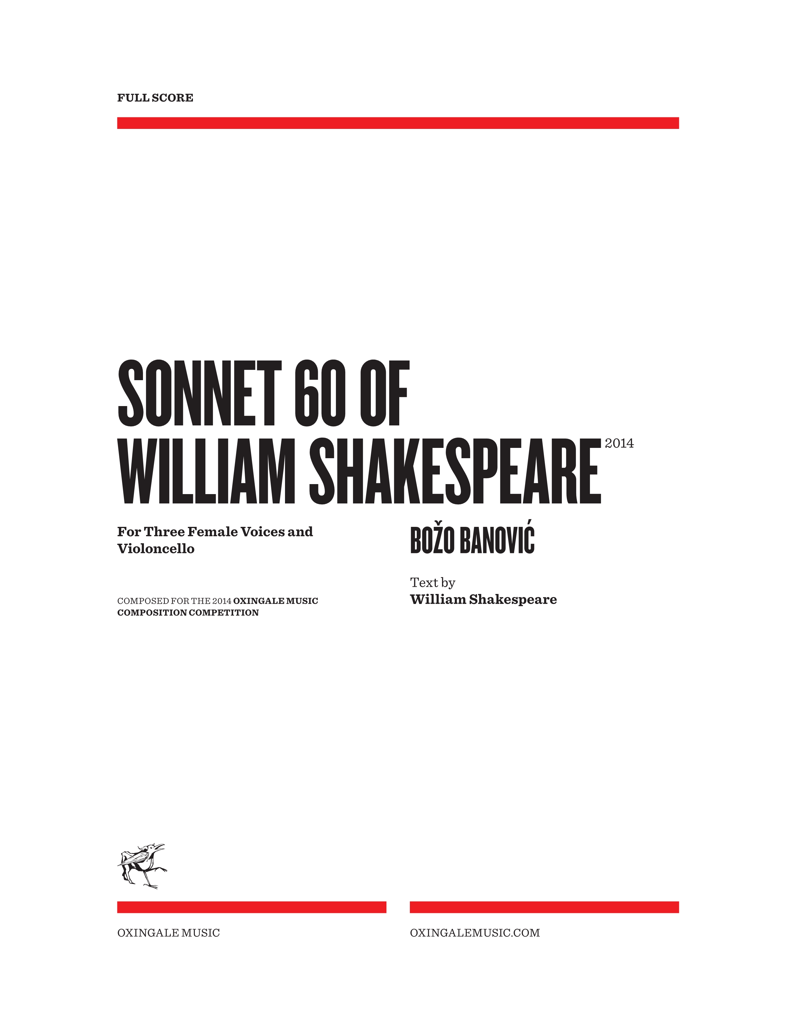 Sonnet 60 of William Shakespeare | OXINGALE MUSIC